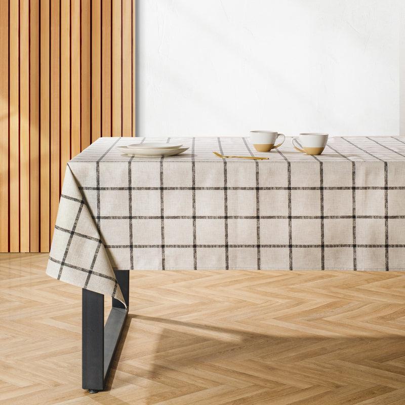 Carmel Designs Country Check Tablecloth Neutral Grey