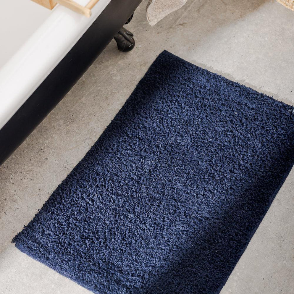 Cotton Bay Tufted Bathroom Mat Navy 2 Piece
