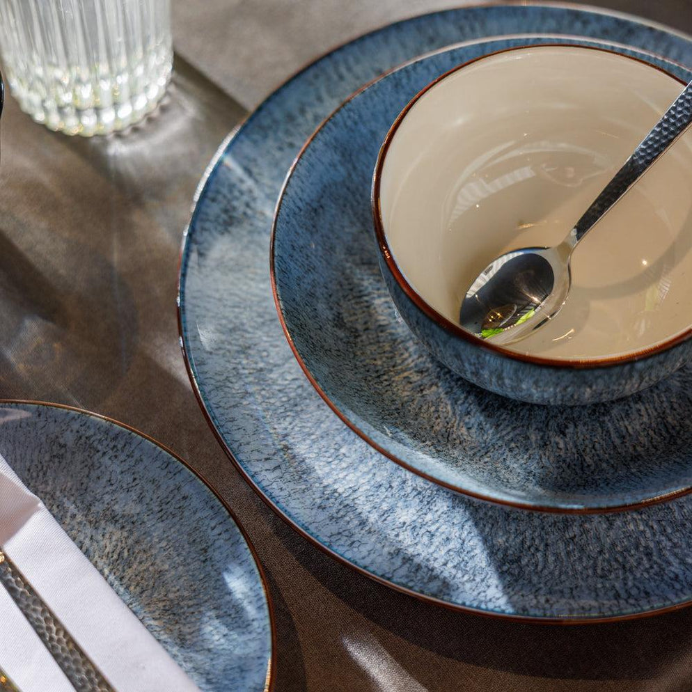 Home.Life Marbled Dinner Plate Blue Haze
