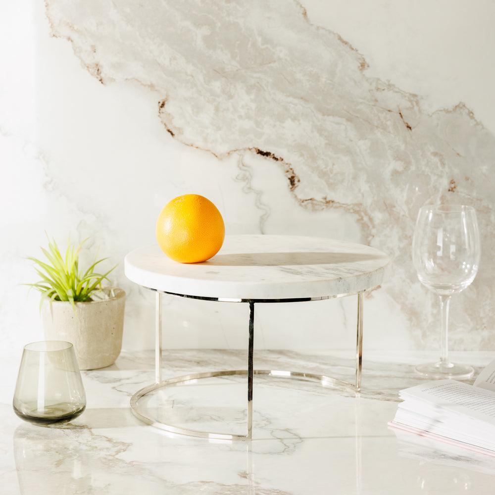 Home.Life Round Marble and Metal Buffet Stand