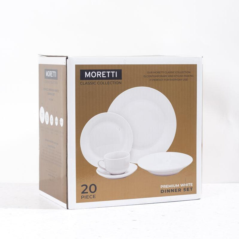 Moretti 20 Piece Classic Collection Dinner Set | White