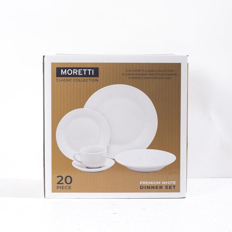 Moretti 20 Piece Classic Collection Dinner Set | White