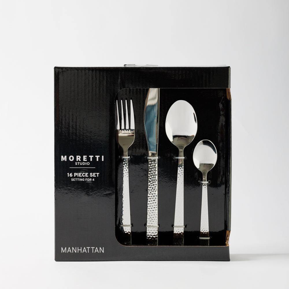 Moretti Manhattan Cutlery Set Hammered 16 Piece
