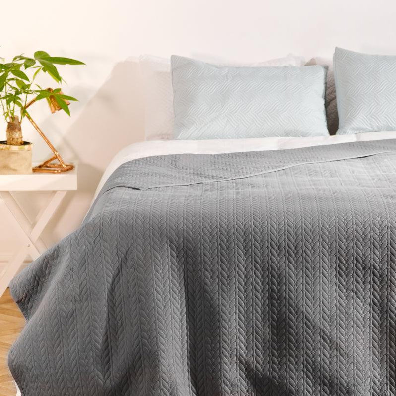Nest Classic Embossed Bed Cover | Grey | Quilt