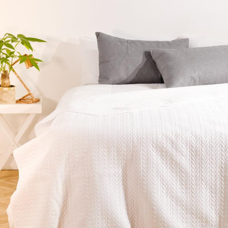 Nest Classic Embossed Bed Cover | White | Quilt