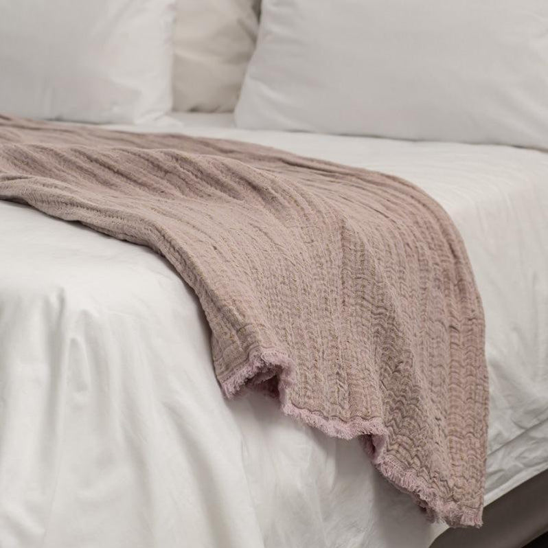 Linen Cotton Throw Blush
