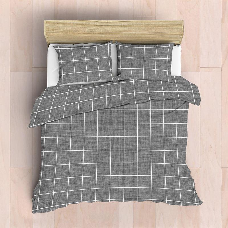 Nest Soft Touch Duvet Cover Set Tiled Grid Charcoal