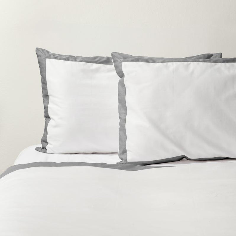 Como Egyptian Cotton Contrast Border Duvet Cover Set | Grey